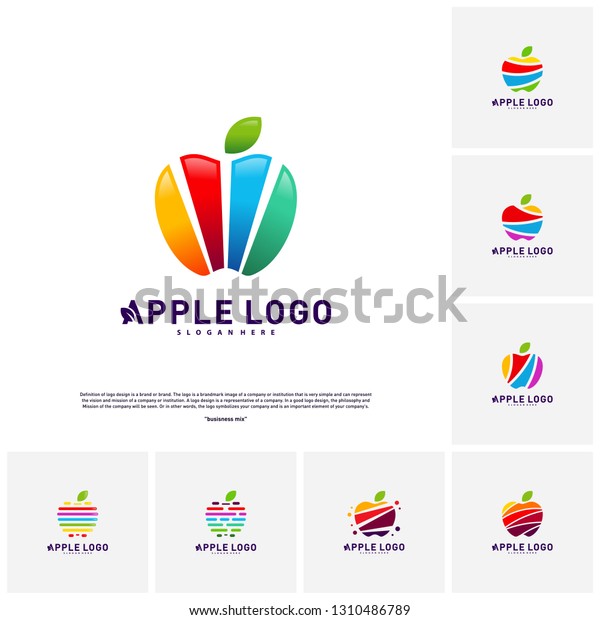Set Colorful Apple Logo Design Concept Stock Vector (Royalty Free ...