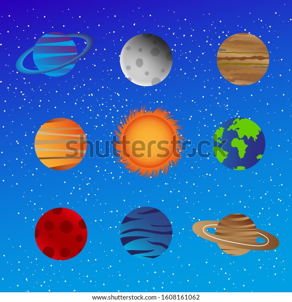 Set Colorful Bright Planets Solar System Stock Vector (Royalty Free ...