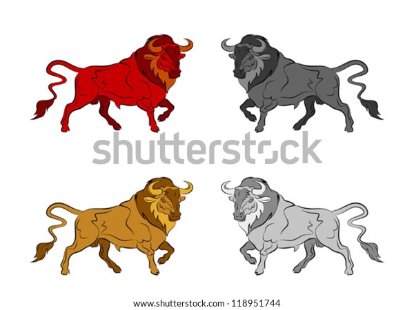 Set Colorful Bulls Stock Vector (Royalty Free) 118951744 | Shutterstock