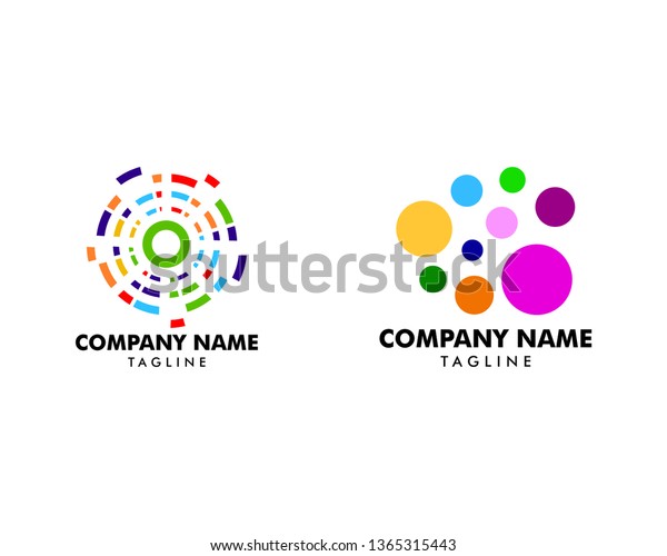 Set Colorful Circle Logo Design Stock Vector (Royalty Free) 1365315443 ...