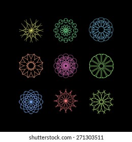 Set Colorful Circular Spiky Spirograph Pattern Stock Vector (Royalty ...