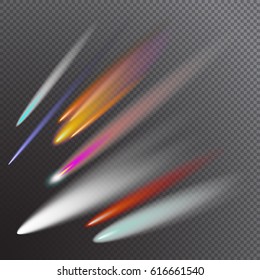Set Colorful Comets On Transparent Background Stock Vector (Royalty ...