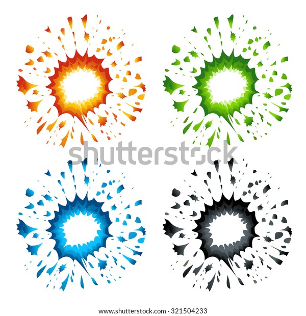 Set Colorful Explosions Cartoon Style Stock Vector (Royalty Free ...