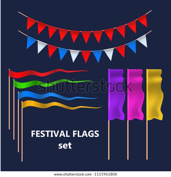 Set Colorful Festival Flags Vector Stock Vector (Royalty Free ...