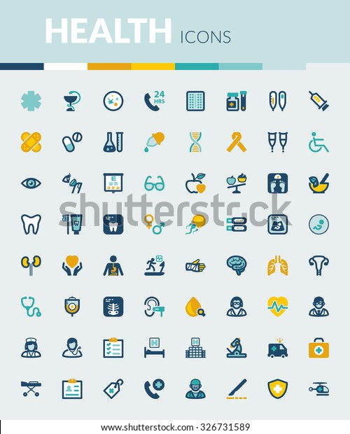 Set Colorful Flat Icons About Health Stock Vector (Royalty Free ...