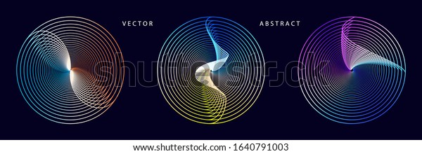 Set Colorful Futuristic Graphic Elements On Stock Vector (Royalty Free ...