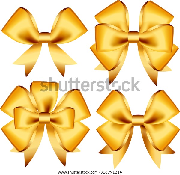 Set of colorful gift bows. Vector illustration. Created with gradient ...