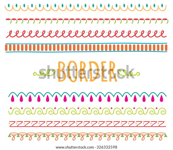 Set Colorful Hand Drawn Border Stock Vector (Royalty Free) 326332598 ...