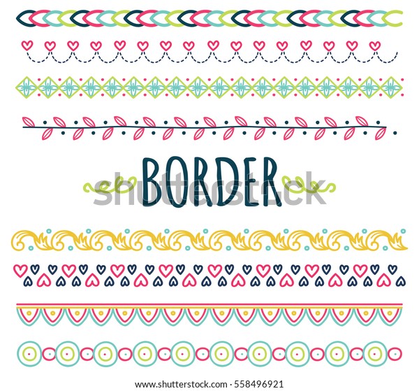 Set Colorful Hand Drawn Border Stock Vector (Royalty Free) 558496921 ...
