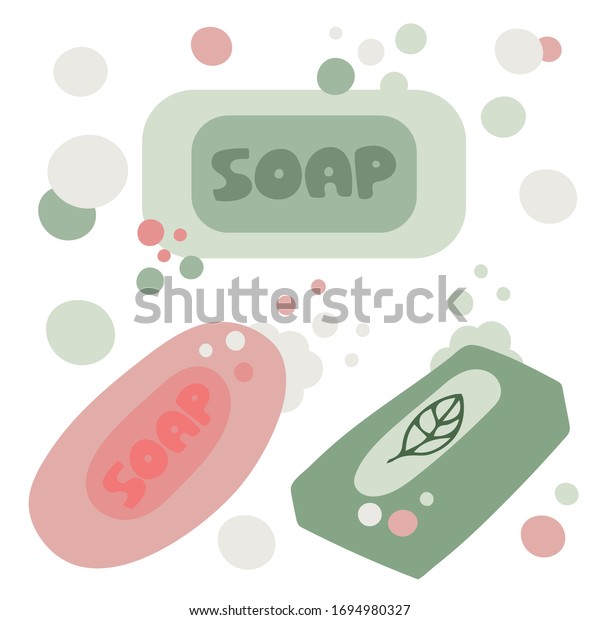 Set Colorful Hand Drawn Soap Isolated Stock Vector (Royalty Free ...