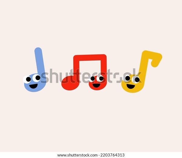 Set Colorful Happy Musical Note Cartoon Stock Vector (Royalty Free ...