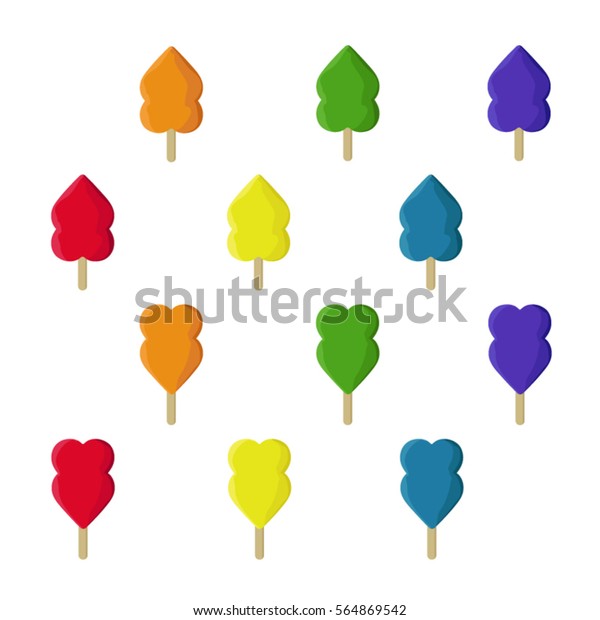 Set Colorful Heart Ice Pops Vector Stock Vector (Royalty Free ...