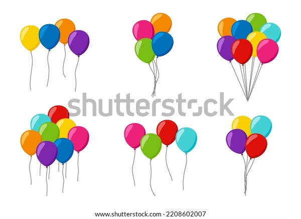 Set Colorful Helium Balloons Stock Vector (Royalty Free) 2208602007 ...