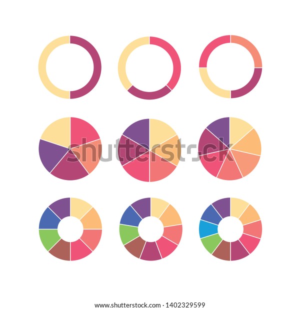Set Colorful Info Piecharts Segment Circle Stock Vector (Royalty Free ...