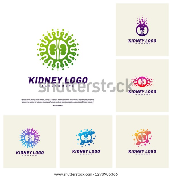 Set Colorful Kidney Logo Design Concept Stock Vector (Royalty Free ...