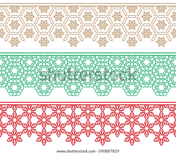 Set Colorful Lace Seamless Borders Line Stock Vector (Royalty Free ...