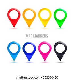 Set Colorful Map Markers Stock Vector (Royalty Free) 553350400 ...