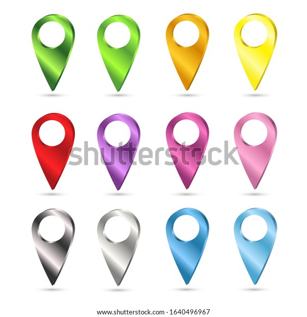 Set Colorful Map Markers Collection Modern Stock Vector (Royalty Free ...