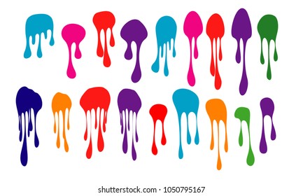 Set Colorful Paint Drip Illustration Vector Stock Vector (Royalty Free ...