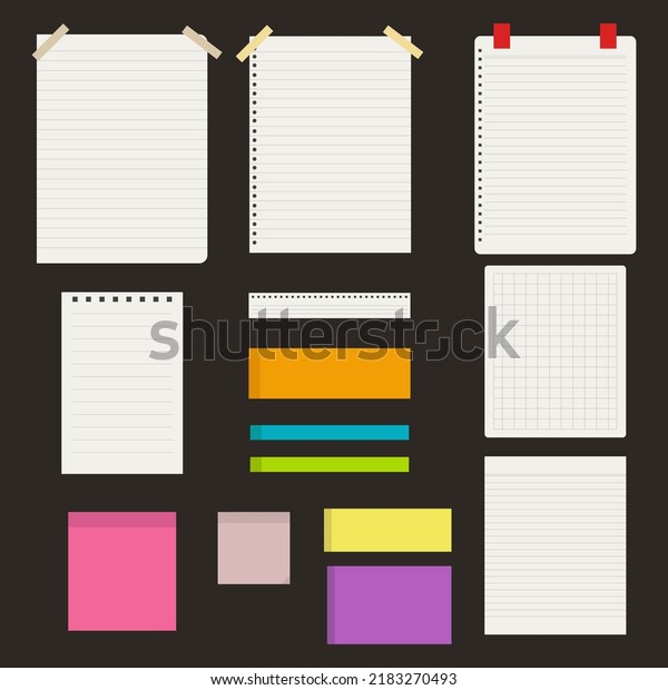 Set Colorful Paper Pasted Wall Adhesive Stock Vector (Royalty Free ...