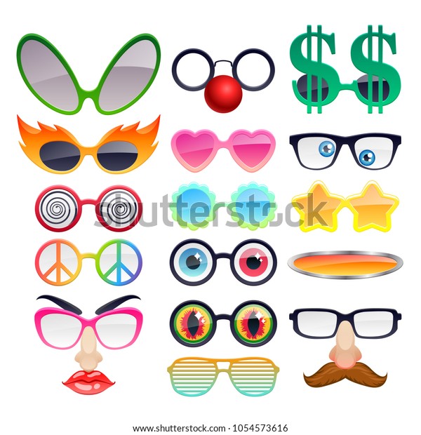 Set Colorful Party Sunglasses Icons Funny Stock Vector Royalty Free