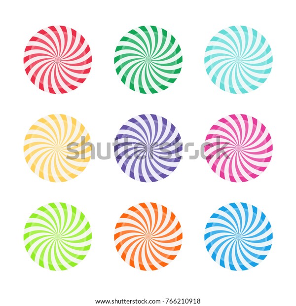 Set Colorful Peppermint Candies Round Sweet Stock Vector (Royalty Free ...