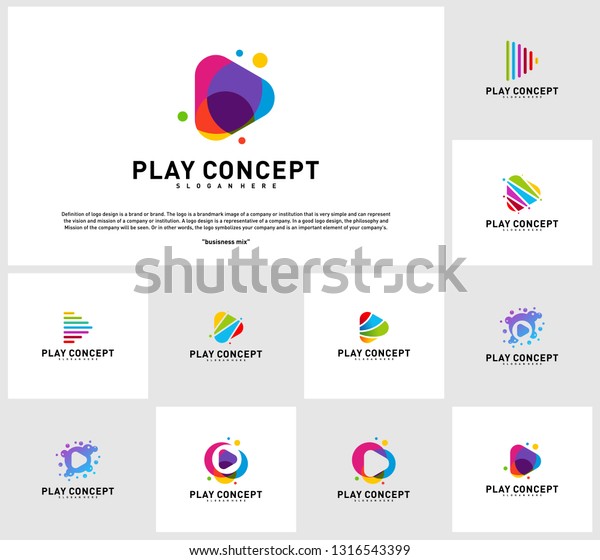 Set Colorful Play Logo Design Concept: vetor stock (livre de direitos ...
