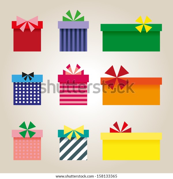 Set Colorful Presents Stock Vector (Royalty Free) 158133365 | Shutterstock