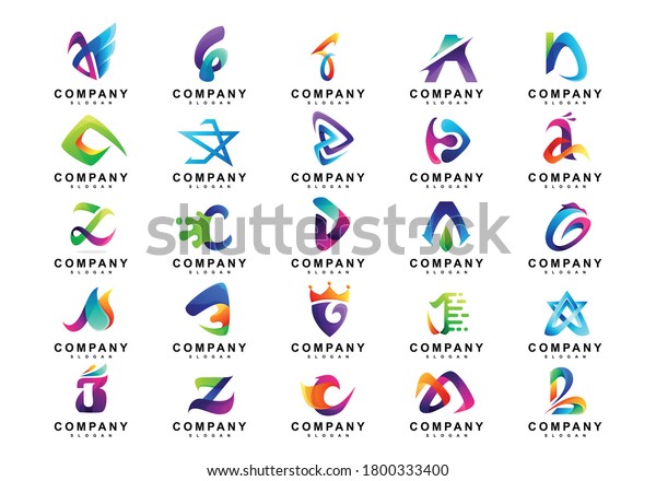 Set Colorful Random Letters Logo Stock Vector (Royalty Free) 1800333400 ...