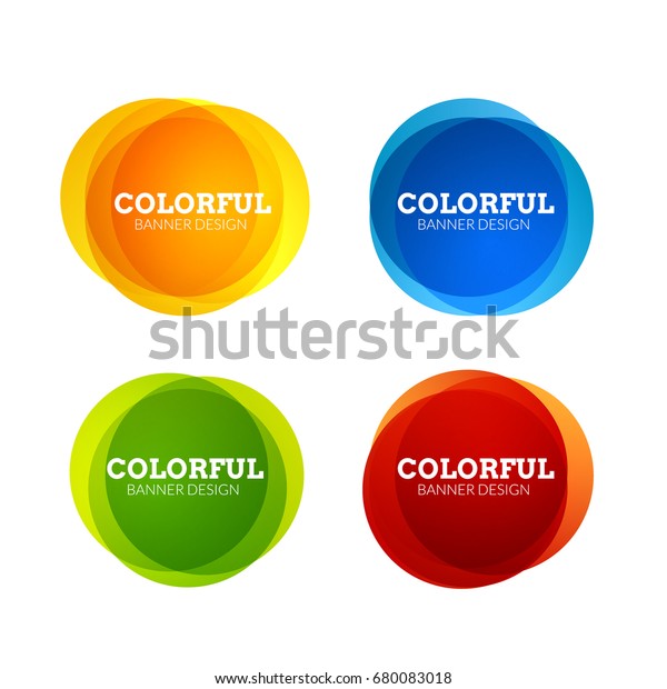Set of colorful round abstract banners shape. Graphic overlay banners ...