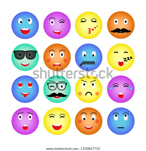 Set Colorful Round Emojis Isolated On Stock Vector (Royalty Free ...