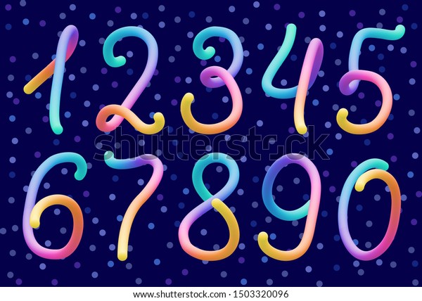 Set Colorful Stylized Rainbow 3d Digits Stock Vector (Royalty Free ...