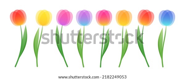 Set Colorful Stylized Tulips Vector Clipart Stock Vector (Royalty Free ...