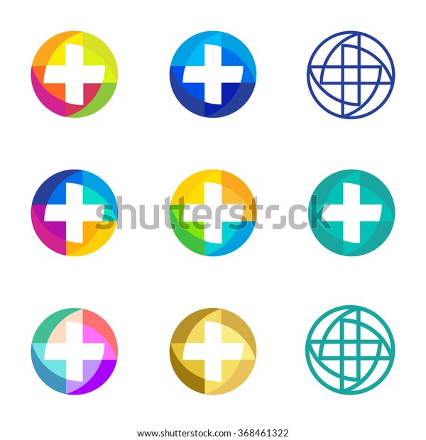 Set Colorful Vector Crosses Logo Round Stock Vector (Royalty Free ...
