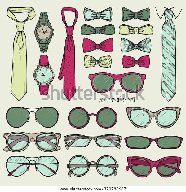 Set Colorful Vector Sketched Accessories Stock Vector (Royalty Free ...