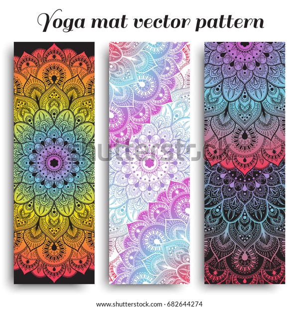 Set Colorful Yoga Mat Vector Pattern 스톡 벡터(로열티 프리) 682644274