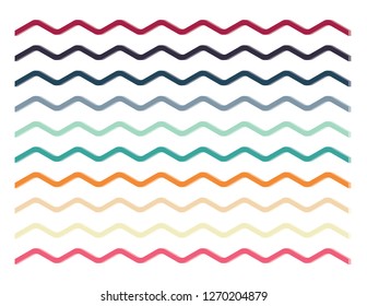 Set Colorful Zigzag Lines Borders Shapes Stock Vector (Royalty Free ...