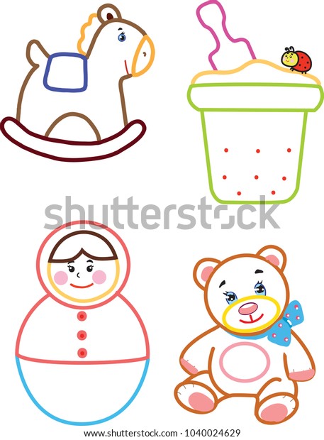 Set Coloring Pages Children Three Years Stock Vector (Royalty Free ...