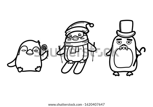 Set Colorless Drawing Character Design Cartoon Stock Vector (Royalty ...