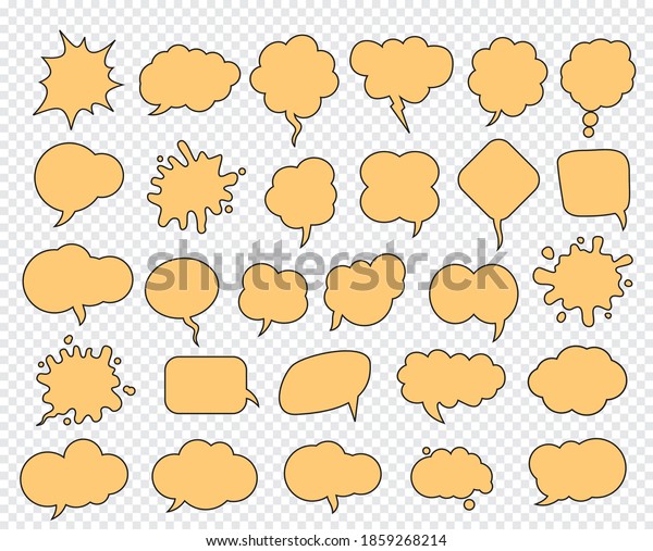 Set Comic Speech Balloons On Transparent Stock Vector (Royalty Free ...