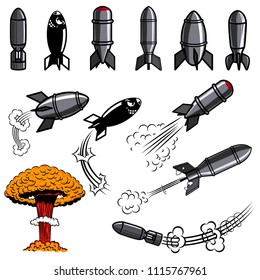 Set Comic Style Bomb Poster Card Stock Vector (Royalty Free) 1115767961 ...