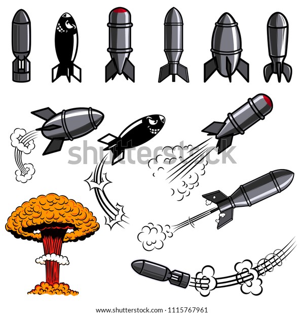 Set Comic Style Bomb Poster Card Stock Vector (Royalty Free) 1115767961 ...