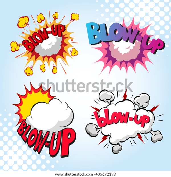 Set Comics Boom Blow Hand Drawn Stock Vector (Royalty Free) 435672199