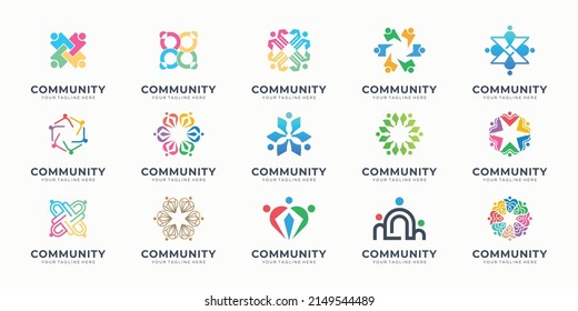 Set Community Logo Design Inspiration Abstract Stock Vector (Royalty ...