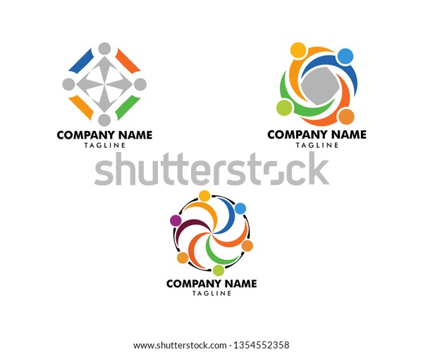 Set Community People Logo Vector Stock Vector (Royalty Free) 1354552358 ...