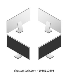 Pc Monitor Isometric View Vector Illustration: เวกเตอร์สต็อก (ปลอดค่า ...
