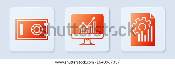 Set Computer Monitor Graph Chart Safe Stock Vector (Royalty Free ...