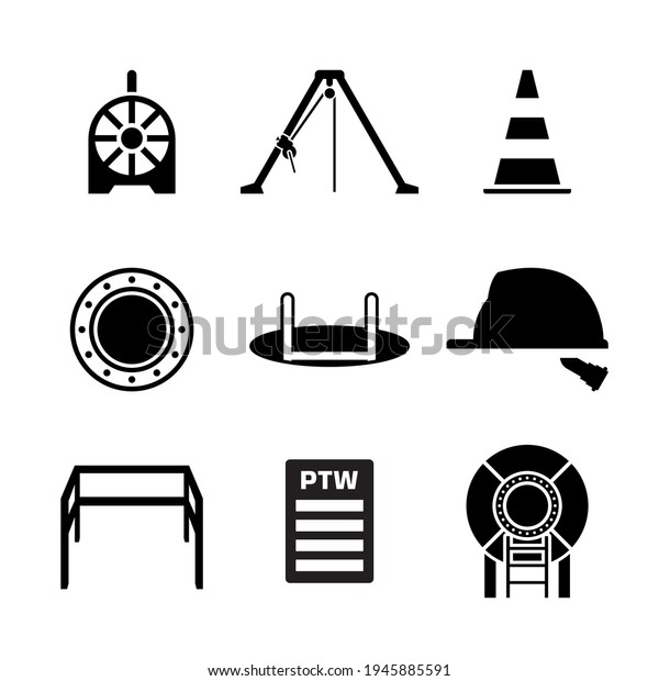Set Confined Space Work Icon Safety Stock Vector (Royalty Free ...