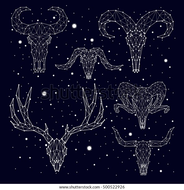 Set Constellation Starry Sky Sheep Skull Stock Vector (Royalty Free ...
