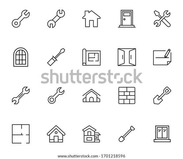 Conjunto de iconos de línea vectorial: vector de stock (libre de ...